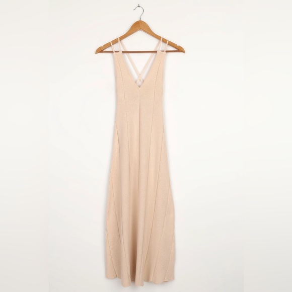Lulus | Dresses | Lulus Beige Ribbed Knit Midi Dress | Poshmark